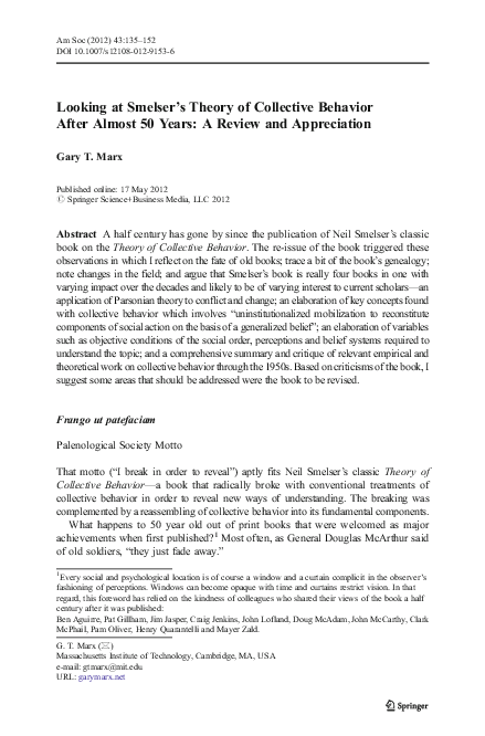 (PDF) Looking at Smelser’s Theory of Collective Behavior After Almost ...