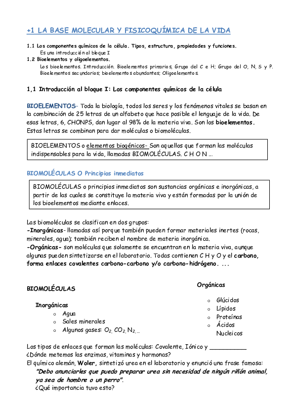 (PDF) 1 LA BASE MOLECULAR Y FISICOQUÍMICA DE LA VIDA