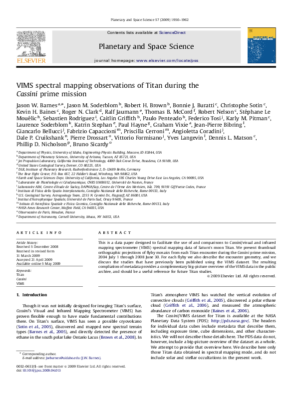 Pdf Vims Spectral Mapping Observations Of Titan During The Cassini Prime Mission