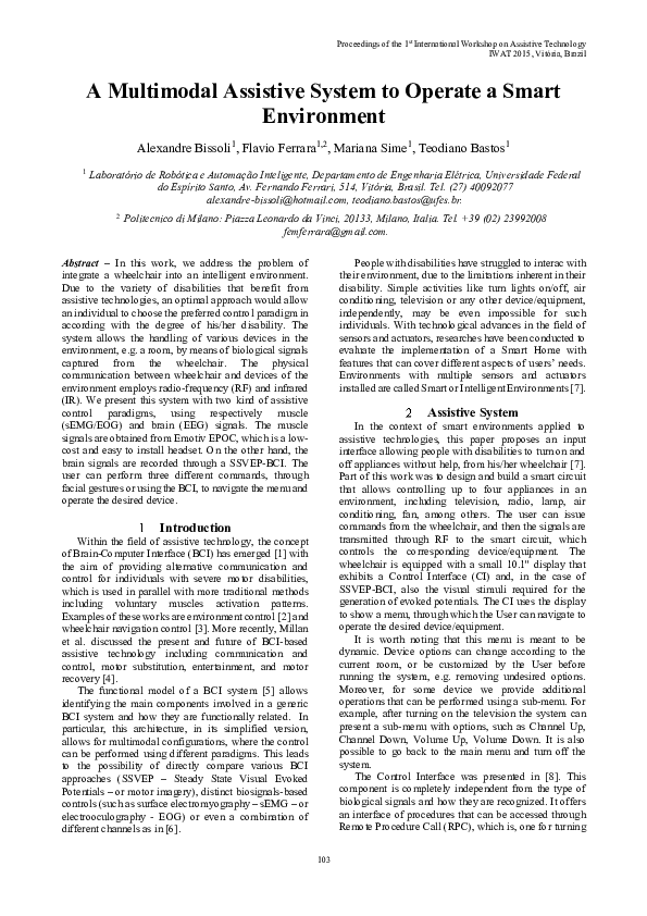 (PDF) A Multimodal Assistive System to Operate a Smart Environment