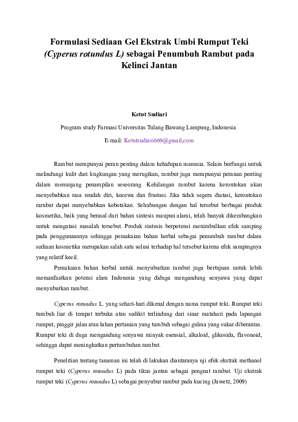 (DOC) Formulasi Sediaan Gel Ekstrak Umbi Rumput Teki.docx