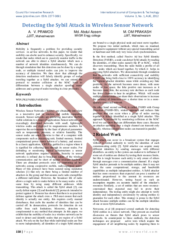 Detecting the Sybil Attack in Wireless Sensor Network