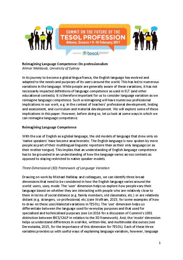 (PDF) Reimagining Language Competence: On professionalism