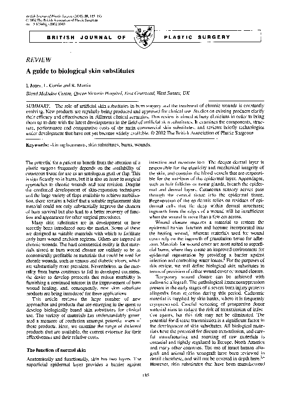 (PDF) A guide to biological skin substitutes