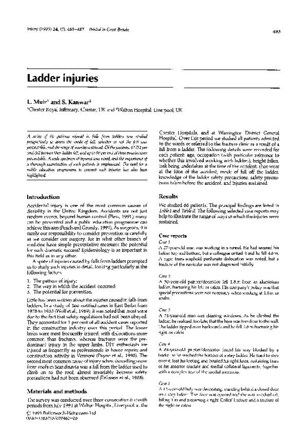 (PDF) Ladder injuries
