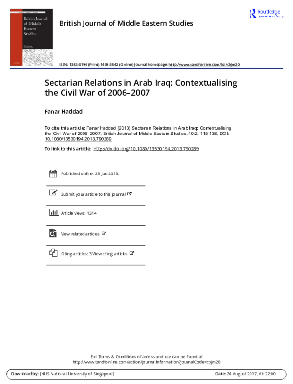(PDF) British Journal of Middle Eastern Studies Sectarian Relations in ...