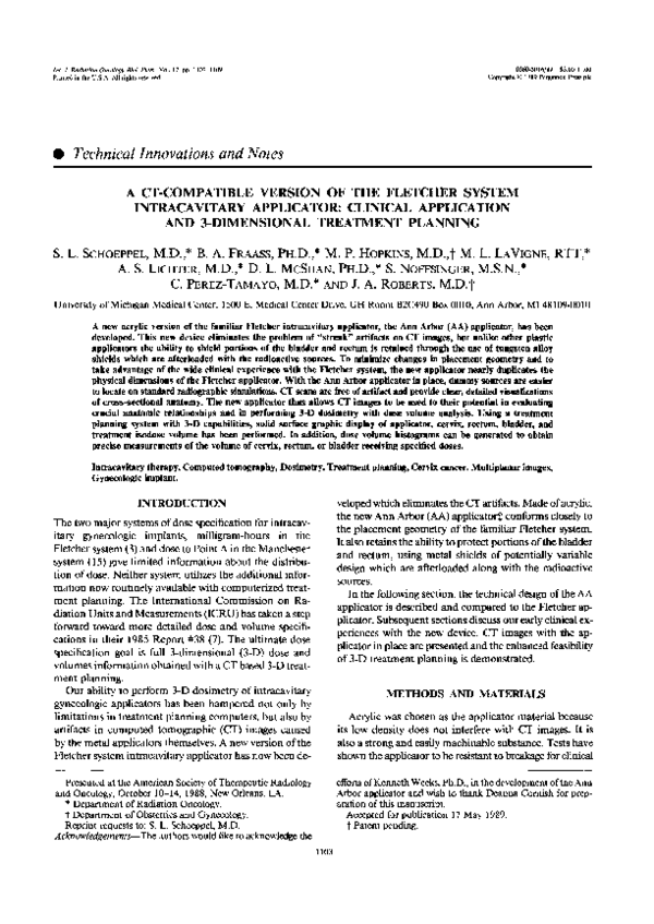 (PDF) A CT-compatible version of the fletcher system intracavitary ...