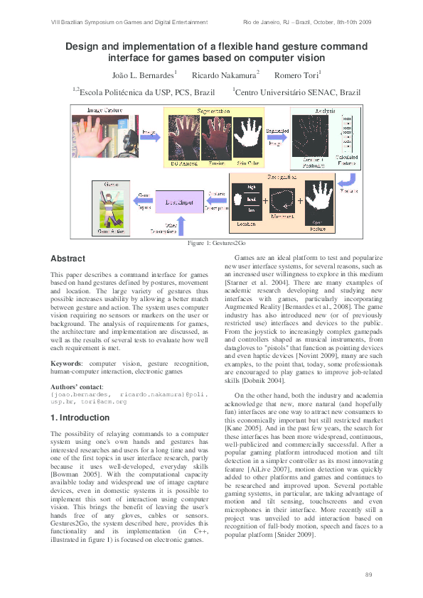 (PDF) Design and Implementation of a Flexible Hand Gesture Command Interface for Games Based on ...