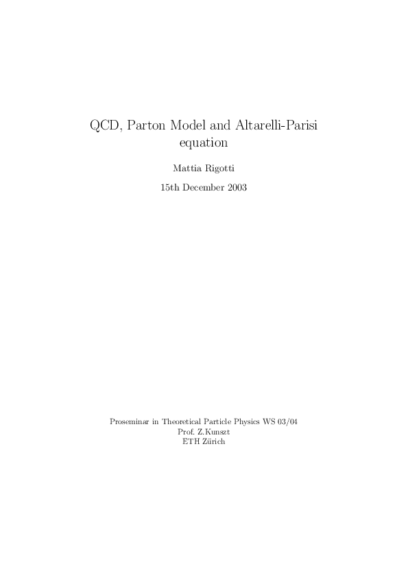 (PDF) QCD, Parton Model and Altarelli-Parisi equation