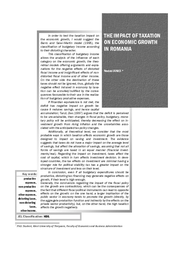 (PDF) THE IMPACT OF TAXATION ON ECONOMIC GROWTH IN ROMANIA