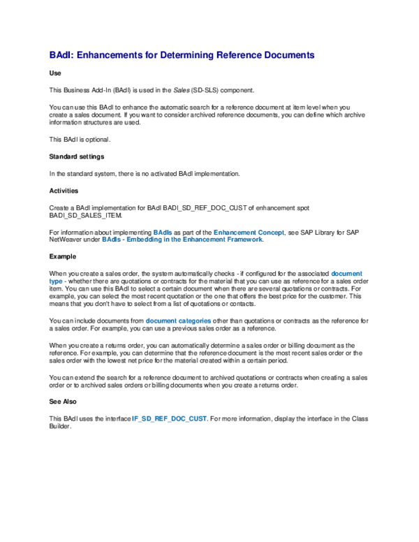 (DOC) BAdI: Enhancements for Determining Reference Documents(SAP)