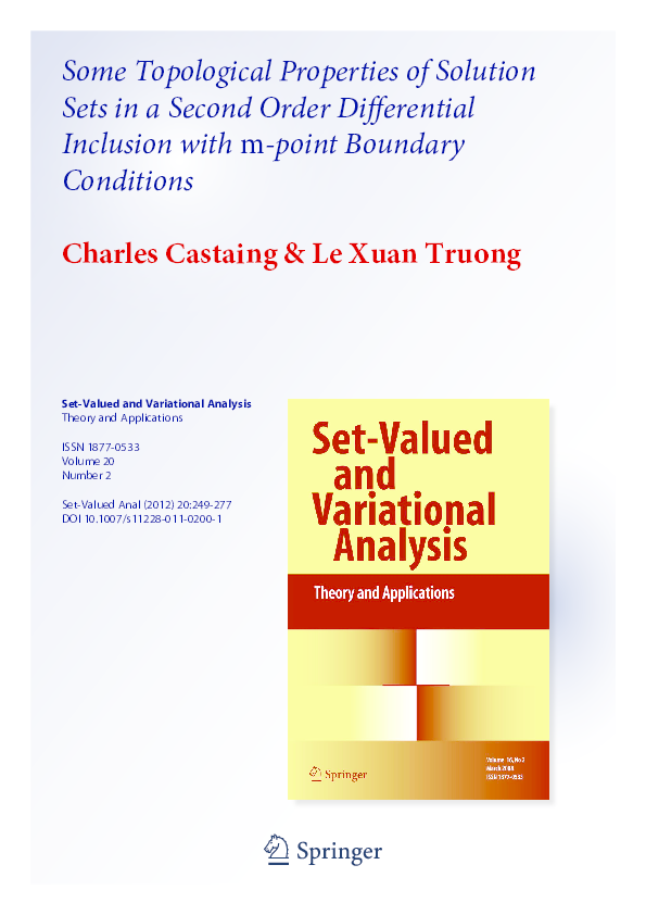 (PDF) Some Topological Properties of Solution Sets in a Second Order Differential Inclusion with ...