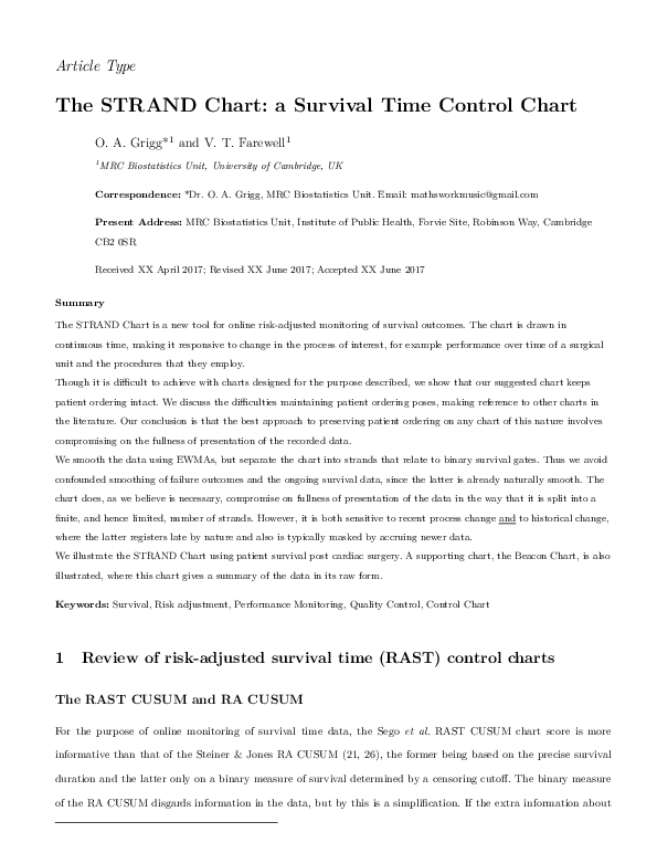 (PDF) The STRAND Chart: a Survival Time Control Chart