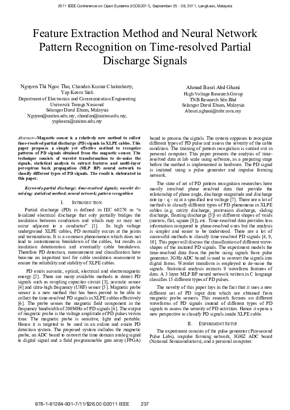 Pdf Feature Extraction Method And Neural Network Pattern Recognition On Time Resolved Partial