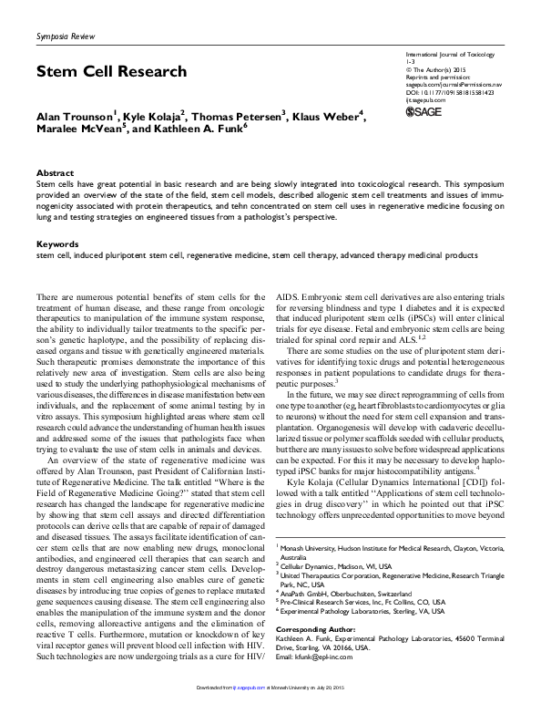 (PDF) Stem Cell Research