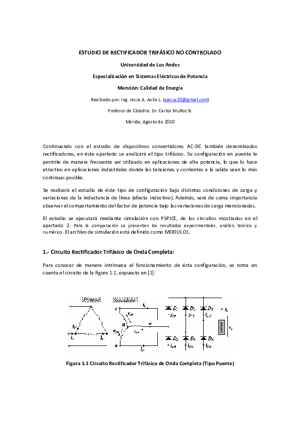 (DOC) ESTUDIO DE RECTIFICADOR TRIFÁSICO NO CONTROLADO