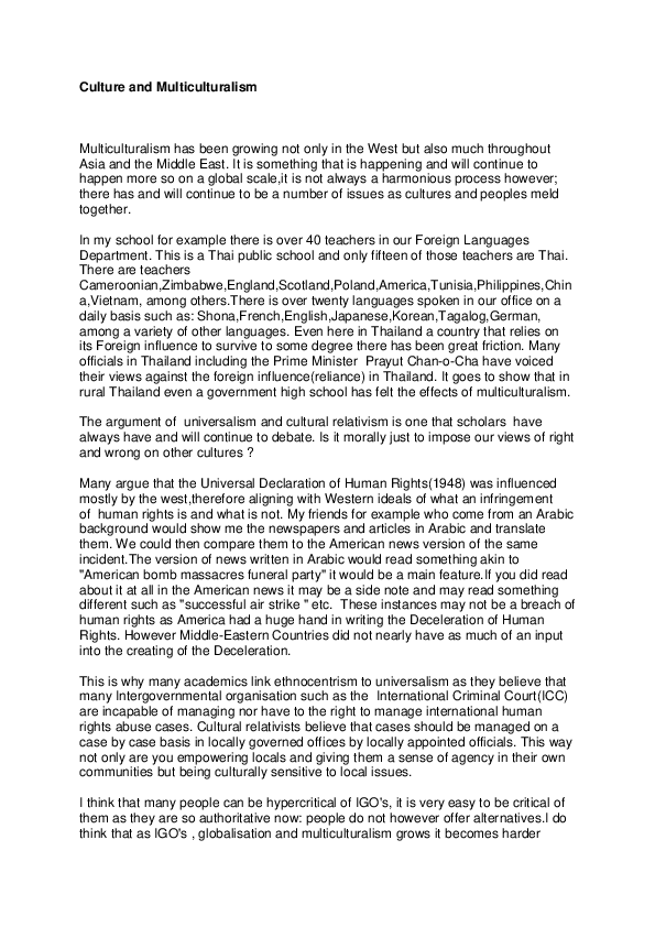 (DOC) Culture and Multiculturalism