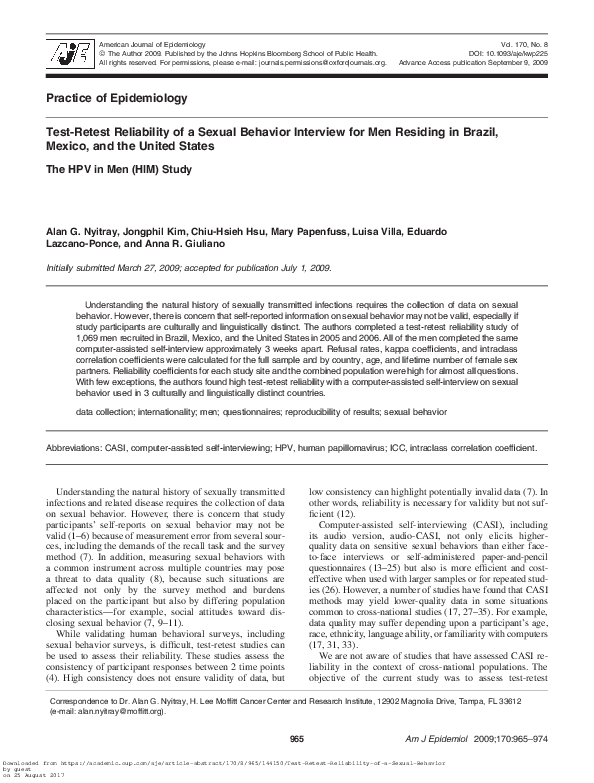 Pdf Reliability Of Retrospective Self Reports Of Sexual And Nonsexual