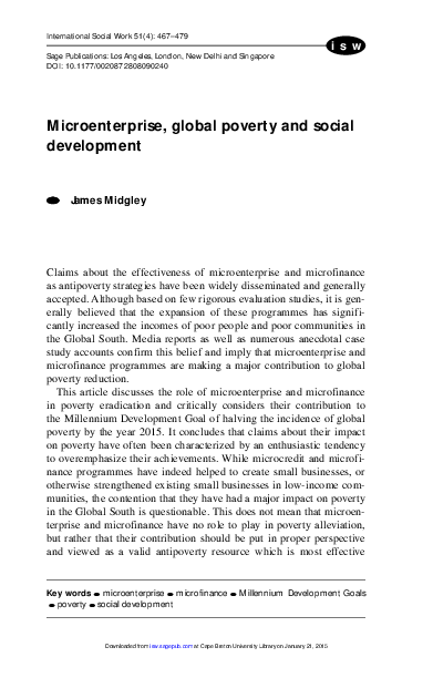 (PDF) Key words microenterprise microfinance Millennium Development ...