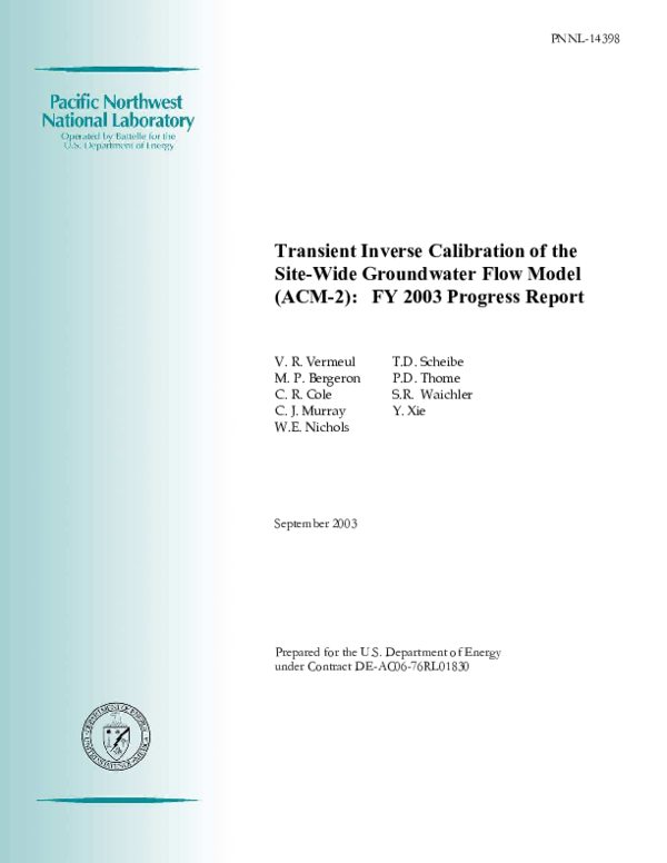 (PDF) Transient Inverse Calibration of the Site-Wide Groundwater Flow ...