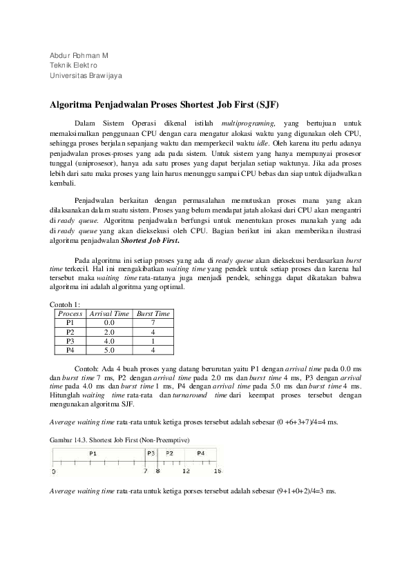 (PDF) Algoritma Penjadwalan Proses Shortest Job First (SJF