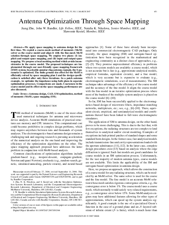 (PDF) Antenna Optimization Through Space Mapping
