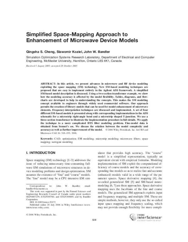 (PDF) Simplified space-mapping approach to enhancement of microwave device models