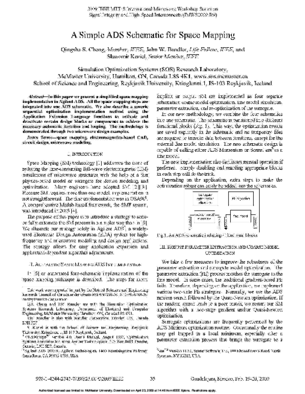 (PDF) A simple ADS schematic for space mapping