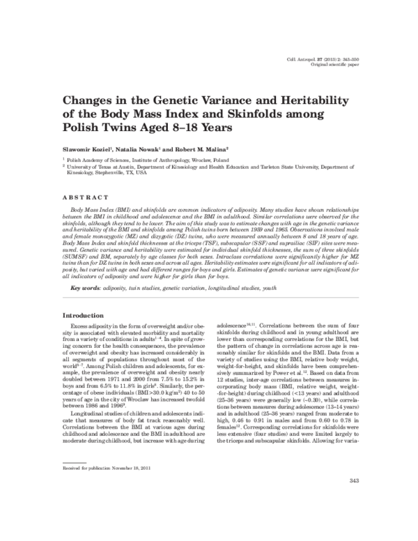(PDF) Changes in the genetic variance and heritability of the body mass ...