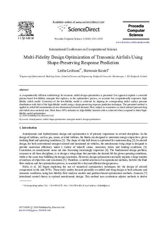 Pdf Multi Fidelity Design Optimization Of Transonic Airfoils Using Physics Based Surrogate