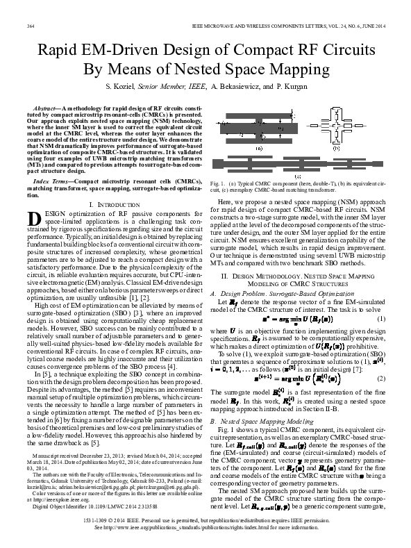Pdf Rapid Em Driven Design Of Compact Rf Circuits By Means Of Nested