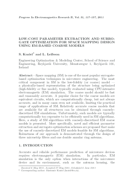 (PDF) Multi-fidelity space mapping modeling of microwave devices with double coarse model ...