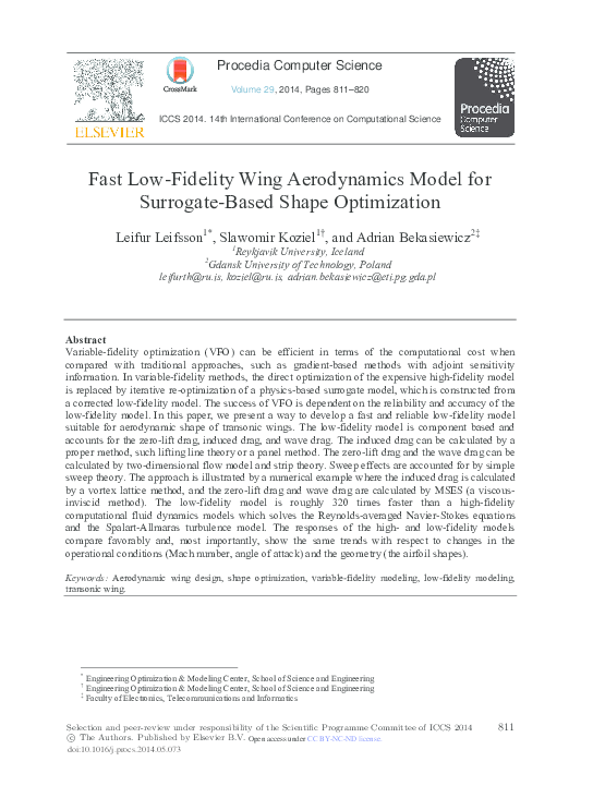 (PDF) Fast low-fidelity wing aerodynamics model for surrogate-based shape optimization