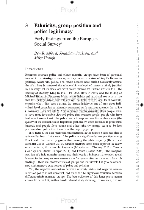 (PDF) Ethnicity, Group Position and Police Legitimacy: Early Findings ...