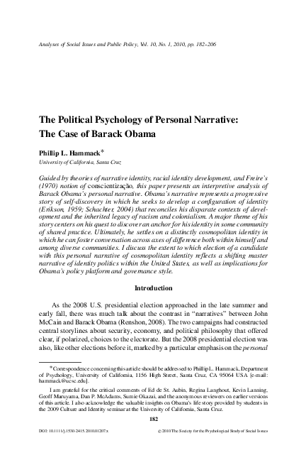 (PDF) The political psychology of personal narrative: The case of ...