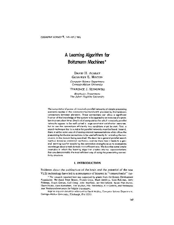 (PDF) A Learning Algorithm for Boltzmann Machines