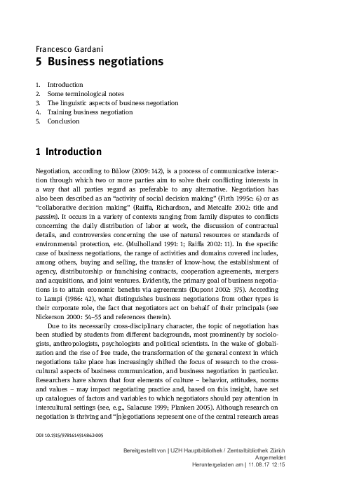 (PDF) Business negotiations