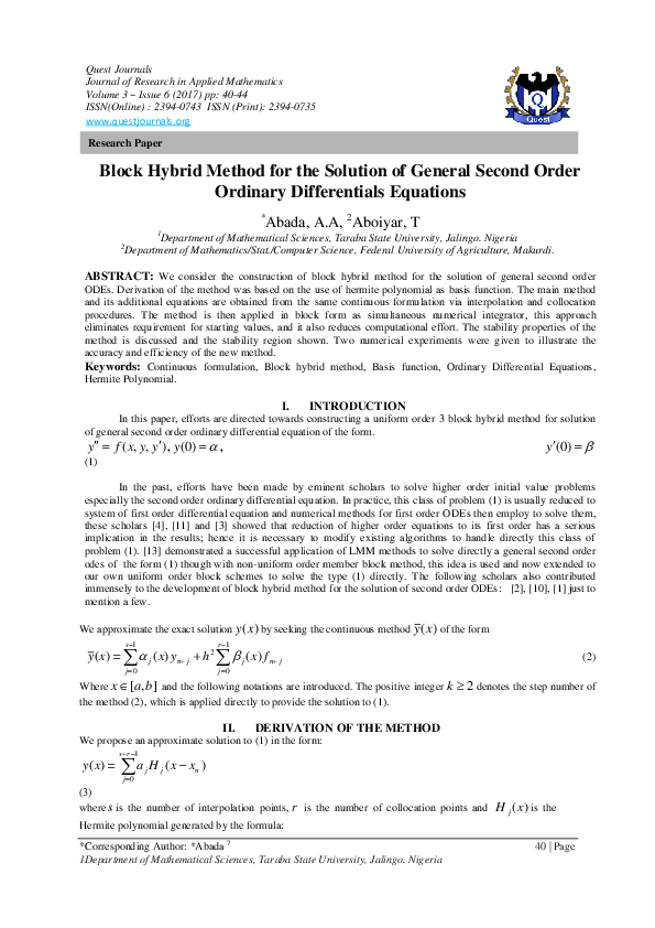 Pdf Optimized Hybrid Block Adams Method For Solving First Order Ordinary Differential