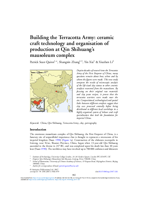 (PDF) Building the Terracotta Army: ceramic craft technology and ...