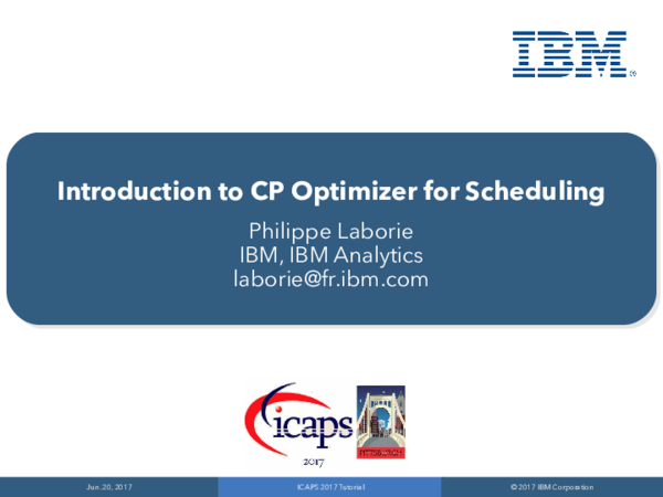 Pdf Introduction To Cp Optimizer For Scheduling
