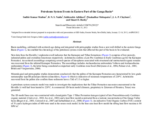 (PDF) Mathur et al 2012 Petroleum system events in the eastern part of the Ganga Basin