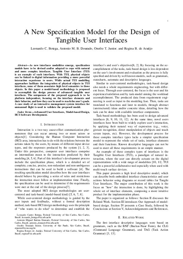 Pdf A New Specification Model For The Design Of Tangible User Interfaces