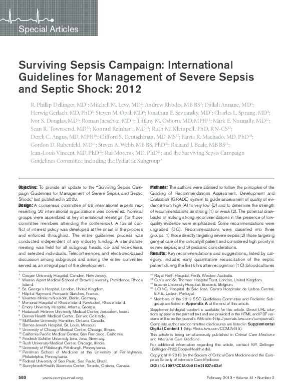 (PDF) Surviving Sepsis Campaign: International guidelines for ...