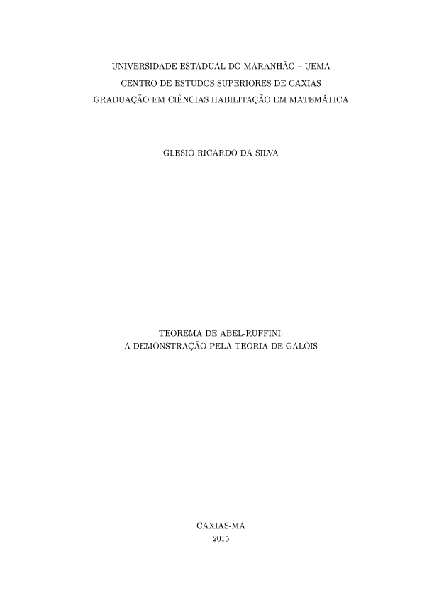 (PDF) Teorema de Abel-Ruffini: A demonstação pela Teoria de Galois