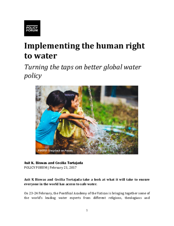 (PDF) Implementing the human right to water: Turning the taps on better ...