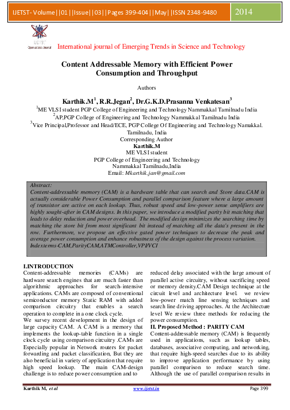 Pdf Content Addressable Memory With Efficien Pdf