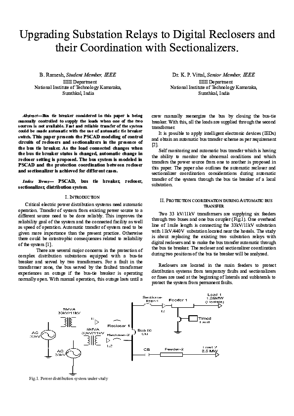(DOC) Upgrading Substation Relays to Digital Reclosers and their ...