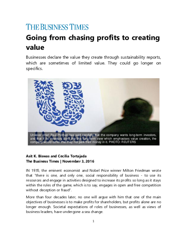 (PDF) Going from chasing profits to creating value