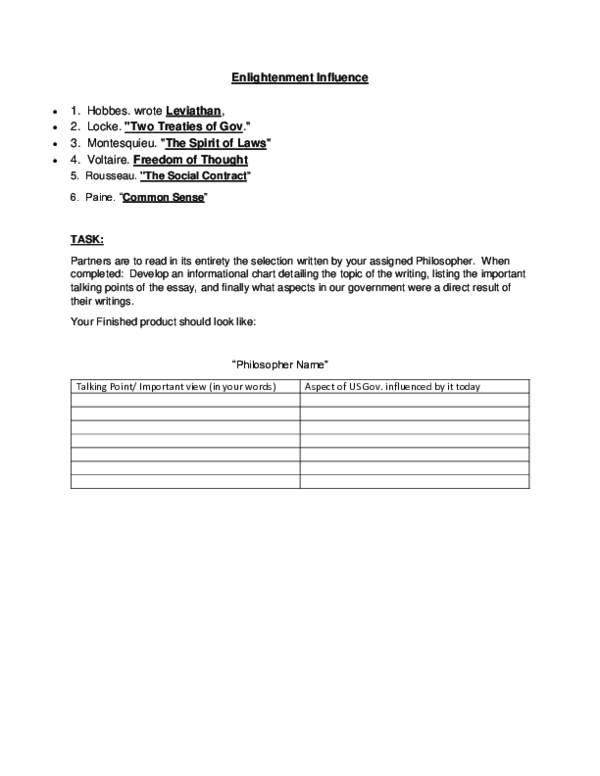 (DOC) Enlightenment Influence