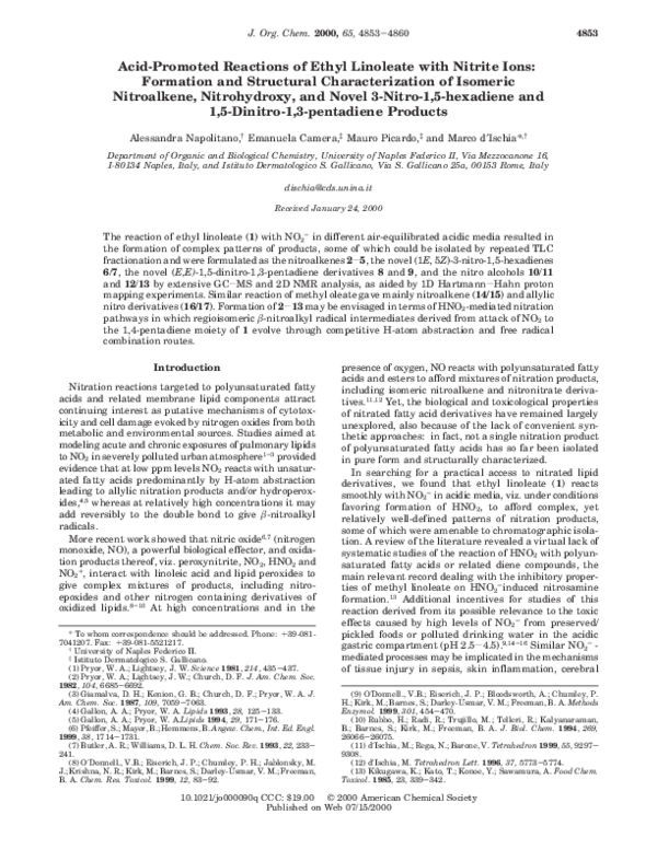 (PDF) Nitration of Ethyl Linoleate: Product Analysis